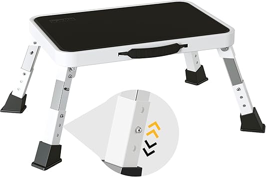 Amazon.com: BONTEC Folding Step Stool, 3-Level Adjustable Metal Step ...