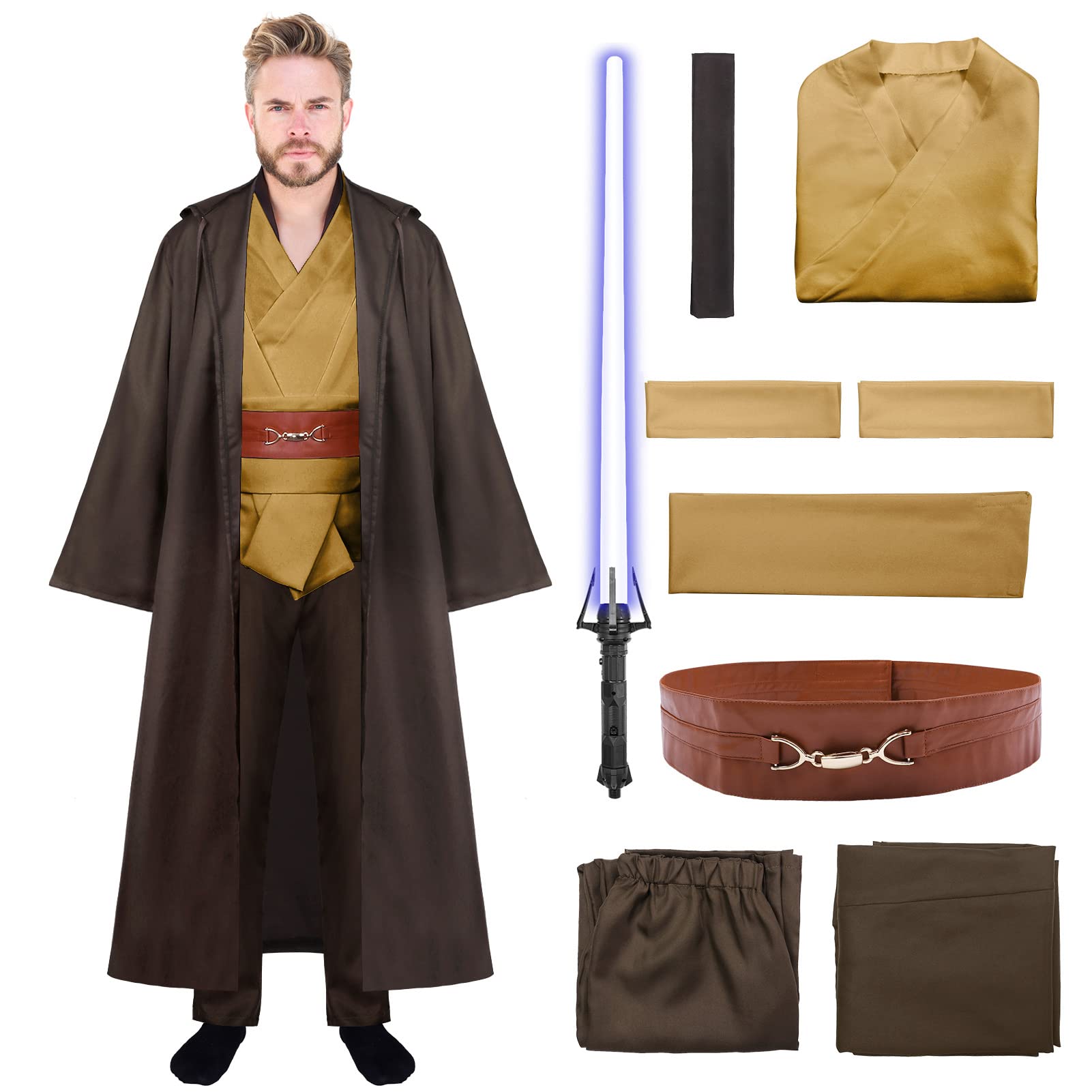 Ficlwigkis Tunic Costume Kids Men's Jedi Costume Jedi Hooded Men's ...