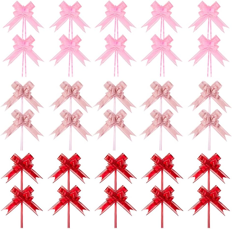 Amazon.com: 30 Pieces Valentine's Day Pull Bows Pink Bows for Gift ...