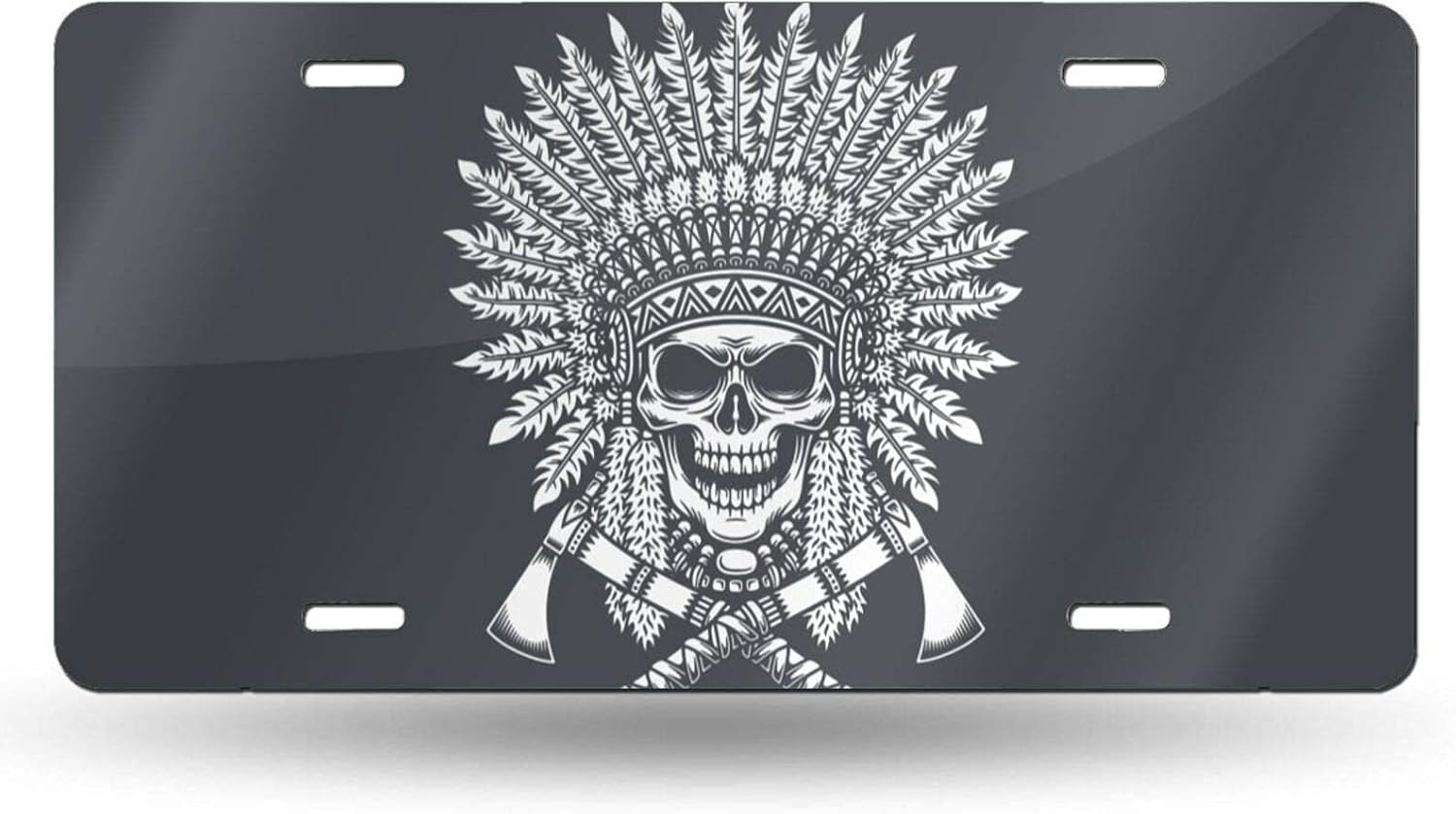 Amazon.com: American Indian Chief Skull Novelty License Plate Frames ...