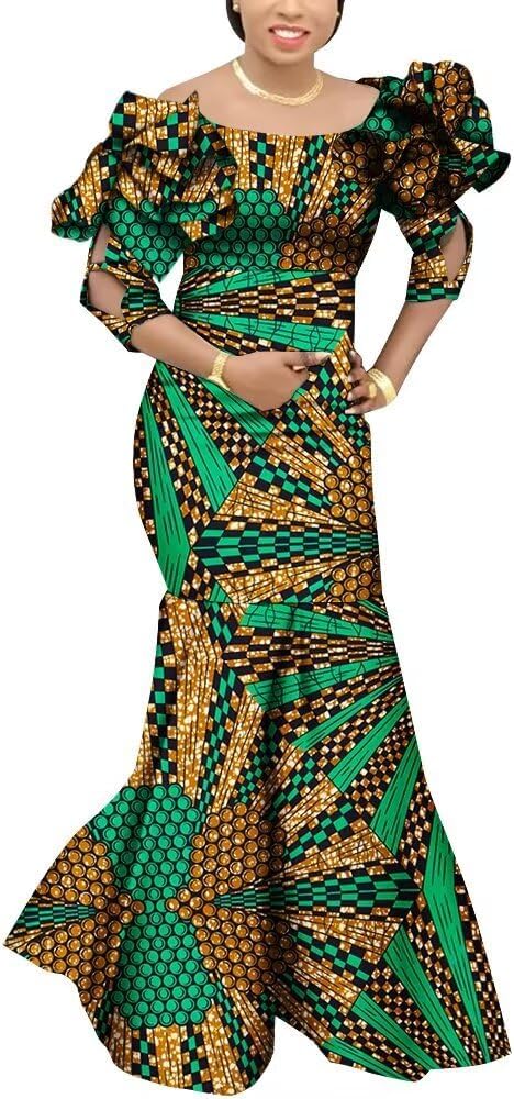 Amazon.com: African Long Robe Dresses for Women Dashiki Ankara Print ...
