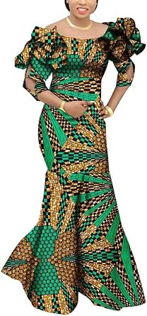 Amazon.com: African Long Robe Dresses for Women Dashiki Ankara Print ...