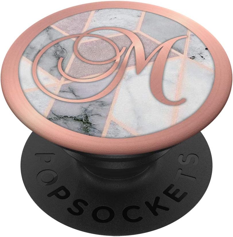 Amazon.com: Letter M Golden Rose. Pink Grey White Marbled Design ...