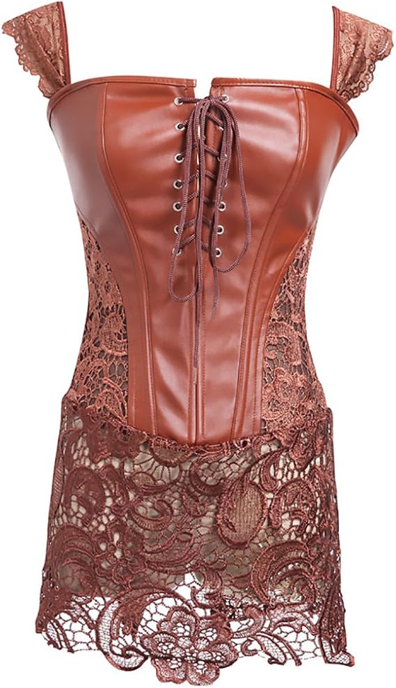 Mieuid Mujer Vintage Corset Gothic Corsés De Cuero con Lindo Chic ...