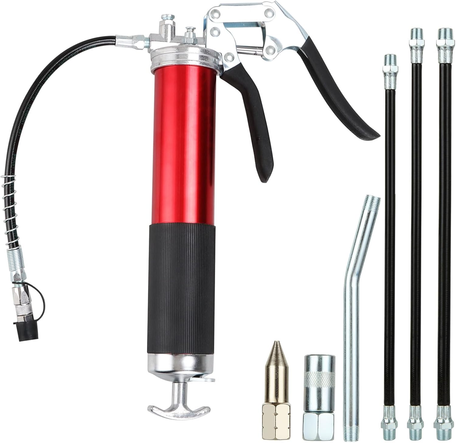 ZOFUN Professional Grease Gun Set, 380mm 7000 PSI Grease Gun with Flexible Hoses & 2 Kinds of ...
