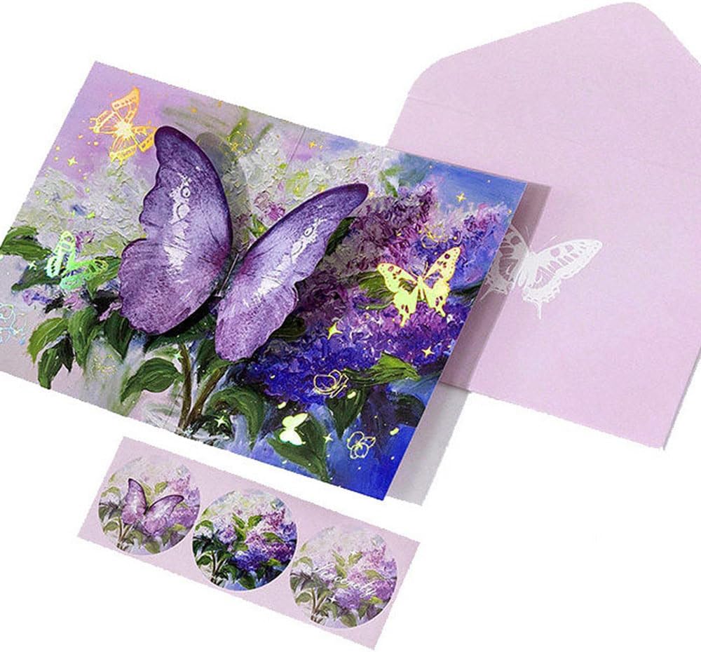 Amazon.com : 3D Pop Up Butterfly Greeting Card with Paper Envelope for ...