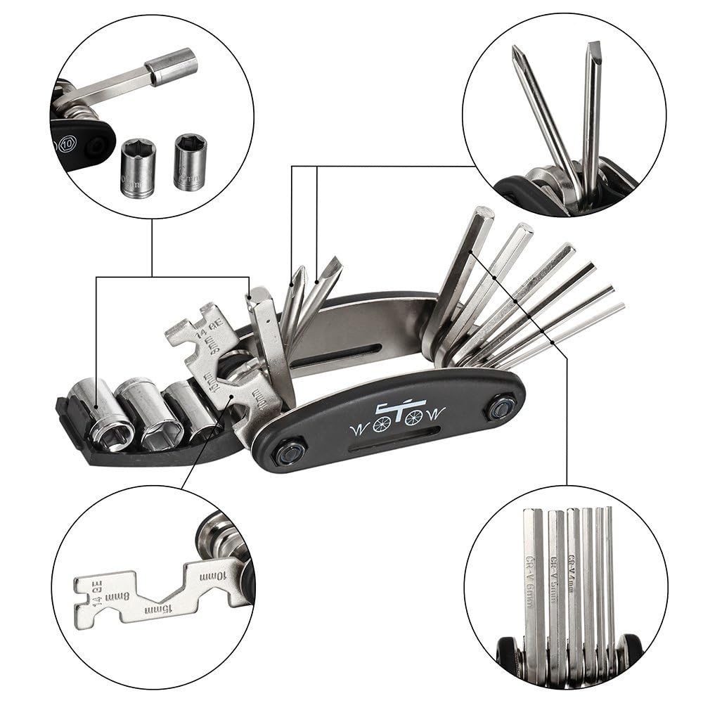 Snapklik.com : Bike Repair Tool Kit, 16 In 1 Bike Multitool And 10 In 1 Reinforced Metal Bicycle ...