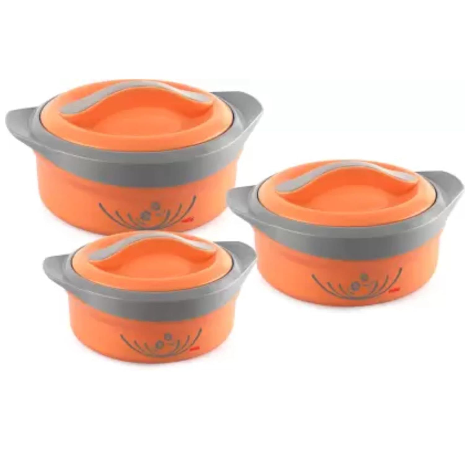 Buy Sapra Hot Pot Serve Plastic Casserole Set, Orange, 500ml, 1000ml ...