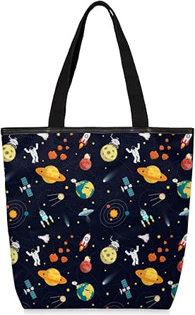 Amazon.com: Planets Astronaut Canvas Tote Bags Medium Grocery Shoulder ...