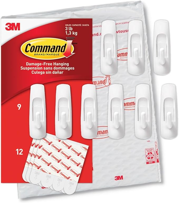 Amazon.com: Command Medium Utility Hooks, 9 Wall Hook and 12 Strips ...