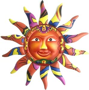 Amazon.com : SagaSave Metal Sun Wall Decor 12.8 inches Colorful Sun ...