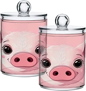 Amazon.com: SDMKA 2 Pack Apothecary Jars Bathroom Cute Pig Face Qtip ...