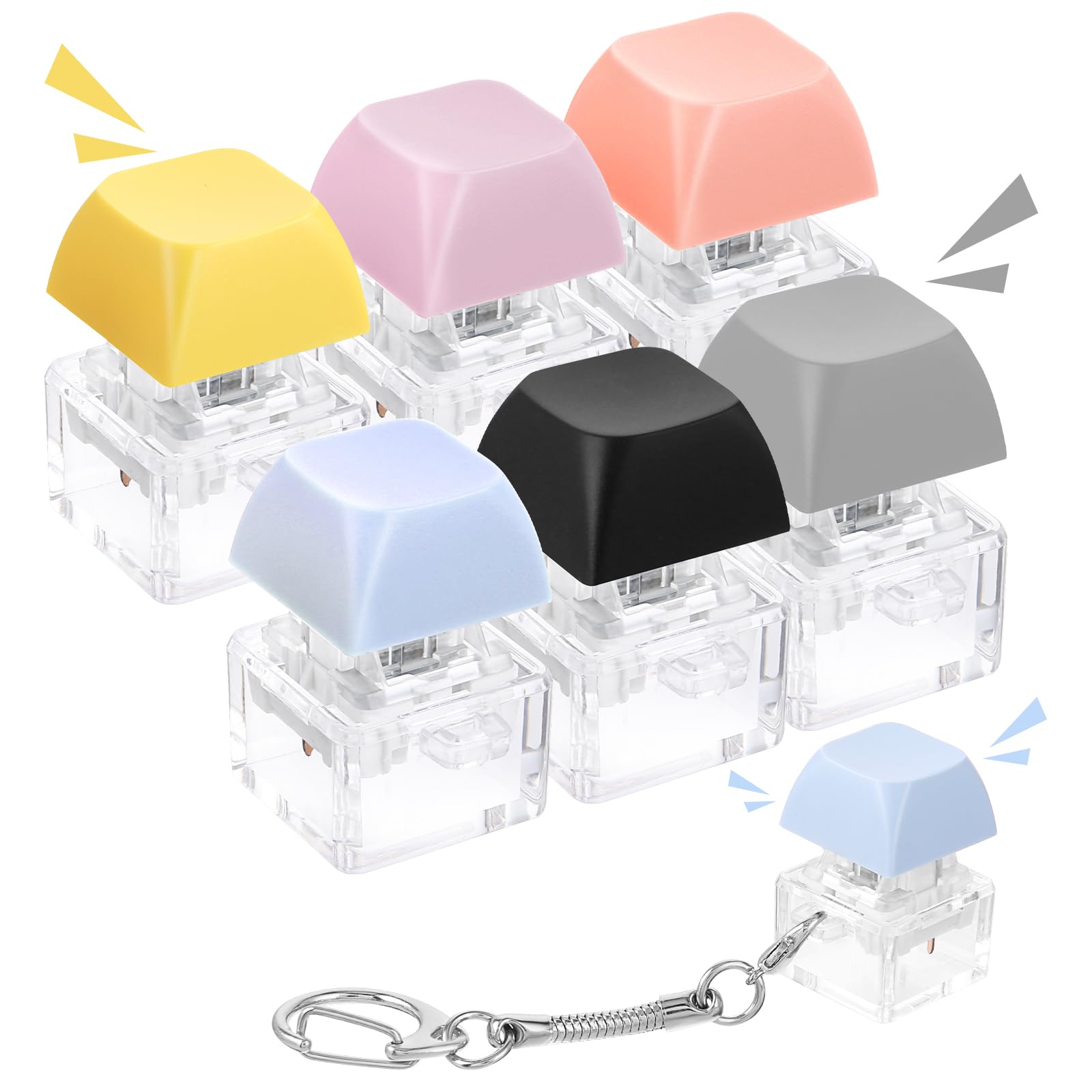 Amaxiu 6 Pcs Pastel Colors Keyboard Keychain, Green Switches Keycap Key ...