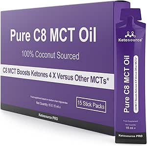 Pure C8 MCT Oil Packets - Boosts Ketones 4X Versus Other MCTs - Highest 99%+ Purity - 100% ...