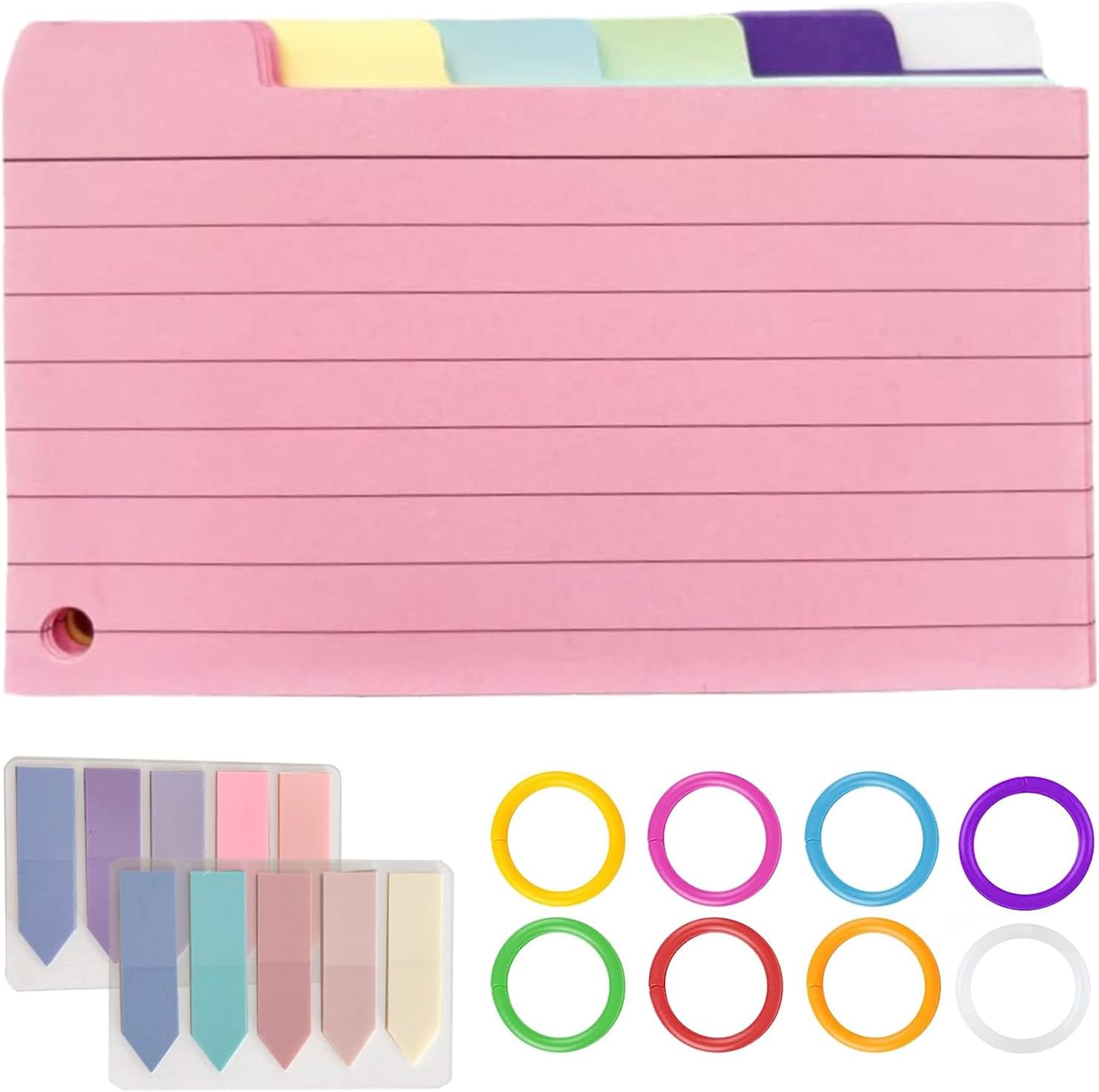 Study Note Cards 5 Pack Colorful Index Cards - 5x3 Inch With Binder ...