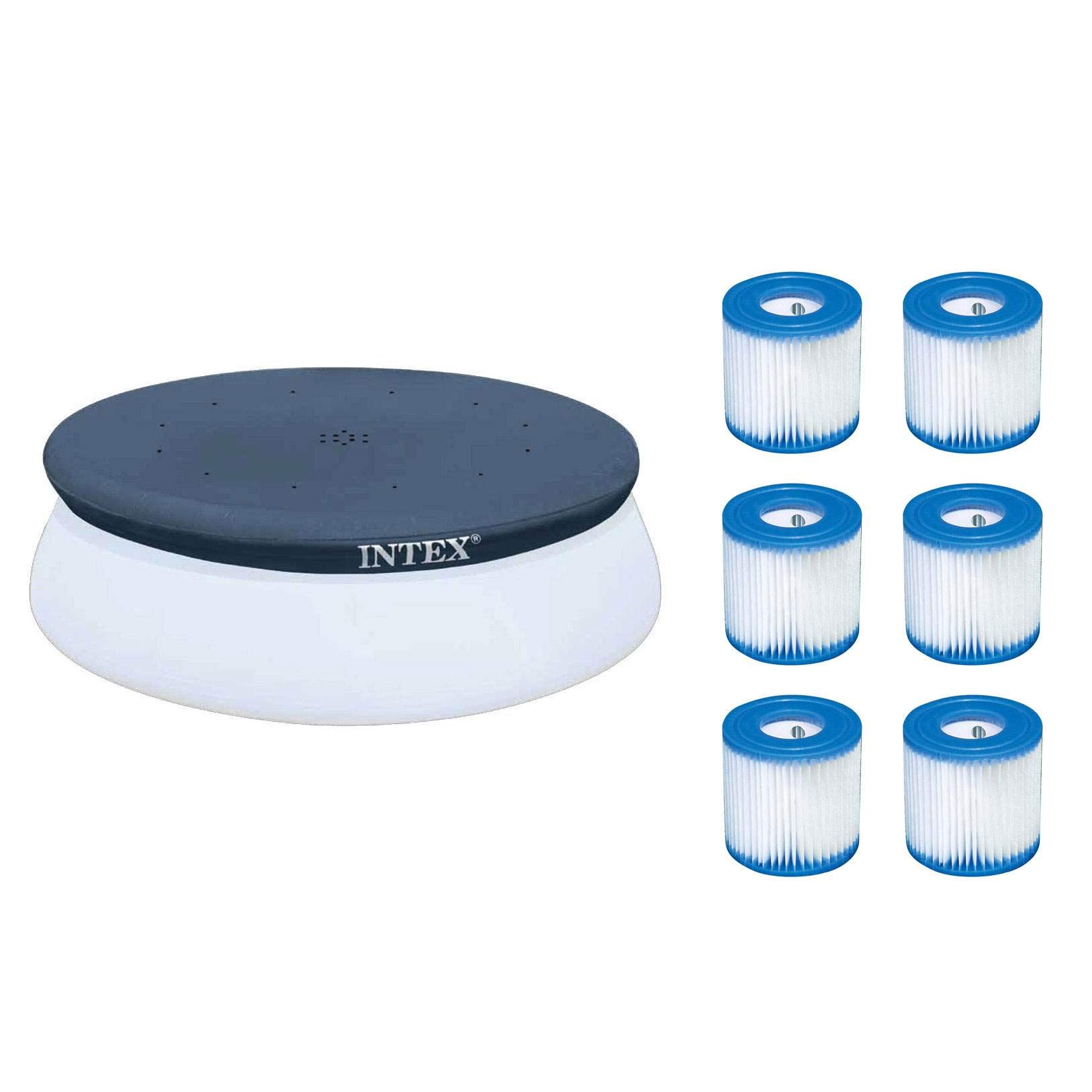 Intex 10' Easy Set Pool Round Debris Cover + Type H Filter Cartridges ...