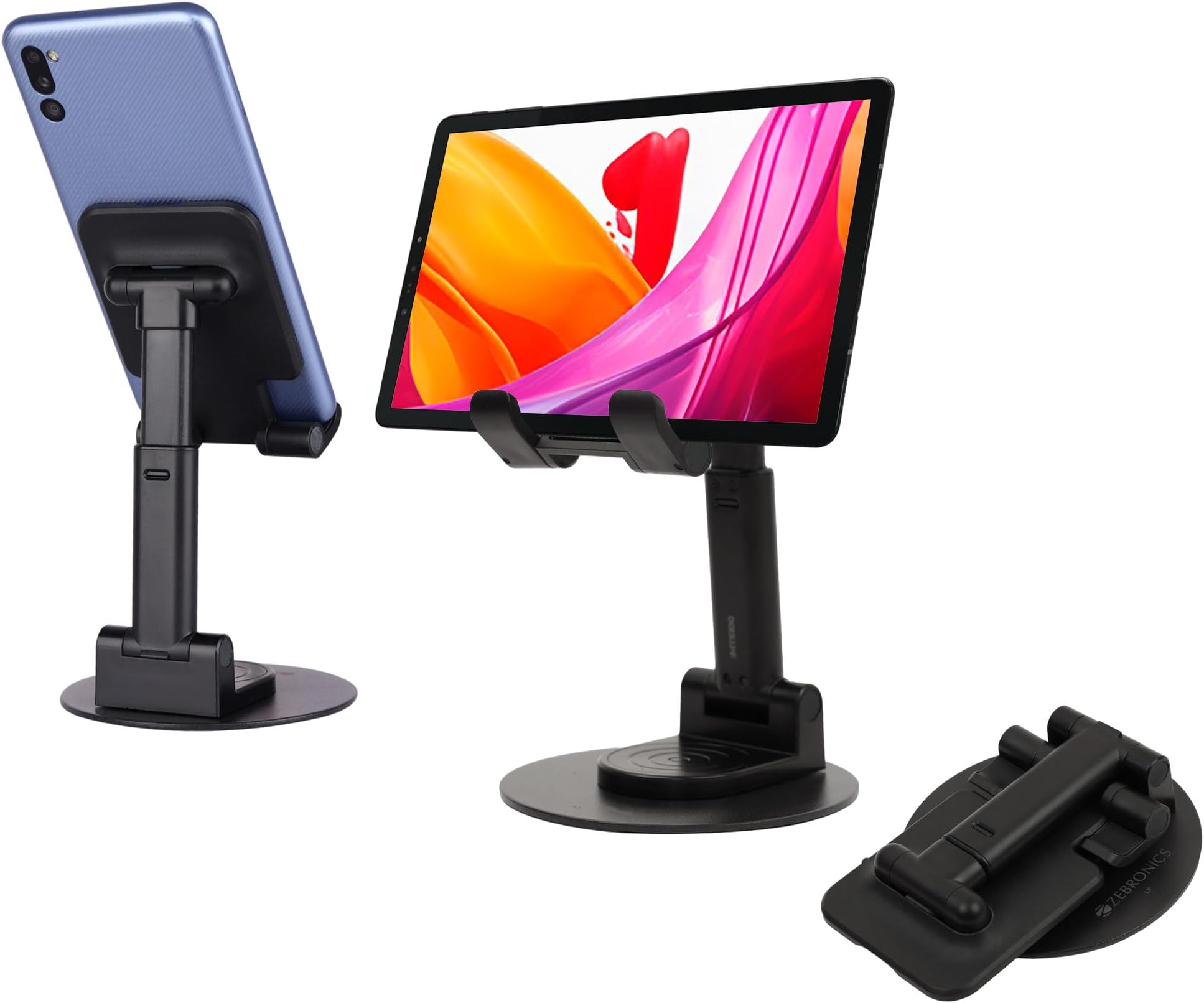 ZEBRONICS MTS100 Mobile & Tablet Stand with 360° Rotation, Foldable ...