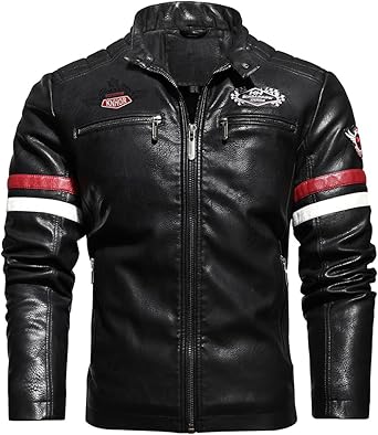 Amazon.com: YXYSZZ Men's Faux Leather Jacket Zip Up Casual Windbreaker ...