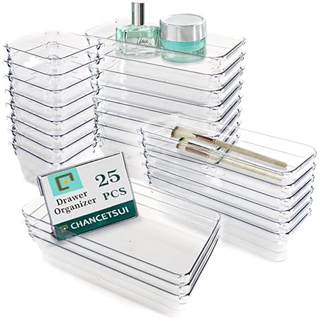 Amazon.com: 6 Pack Clear Plastic Drawer Organizer Set, Acrylic Non Slip ...