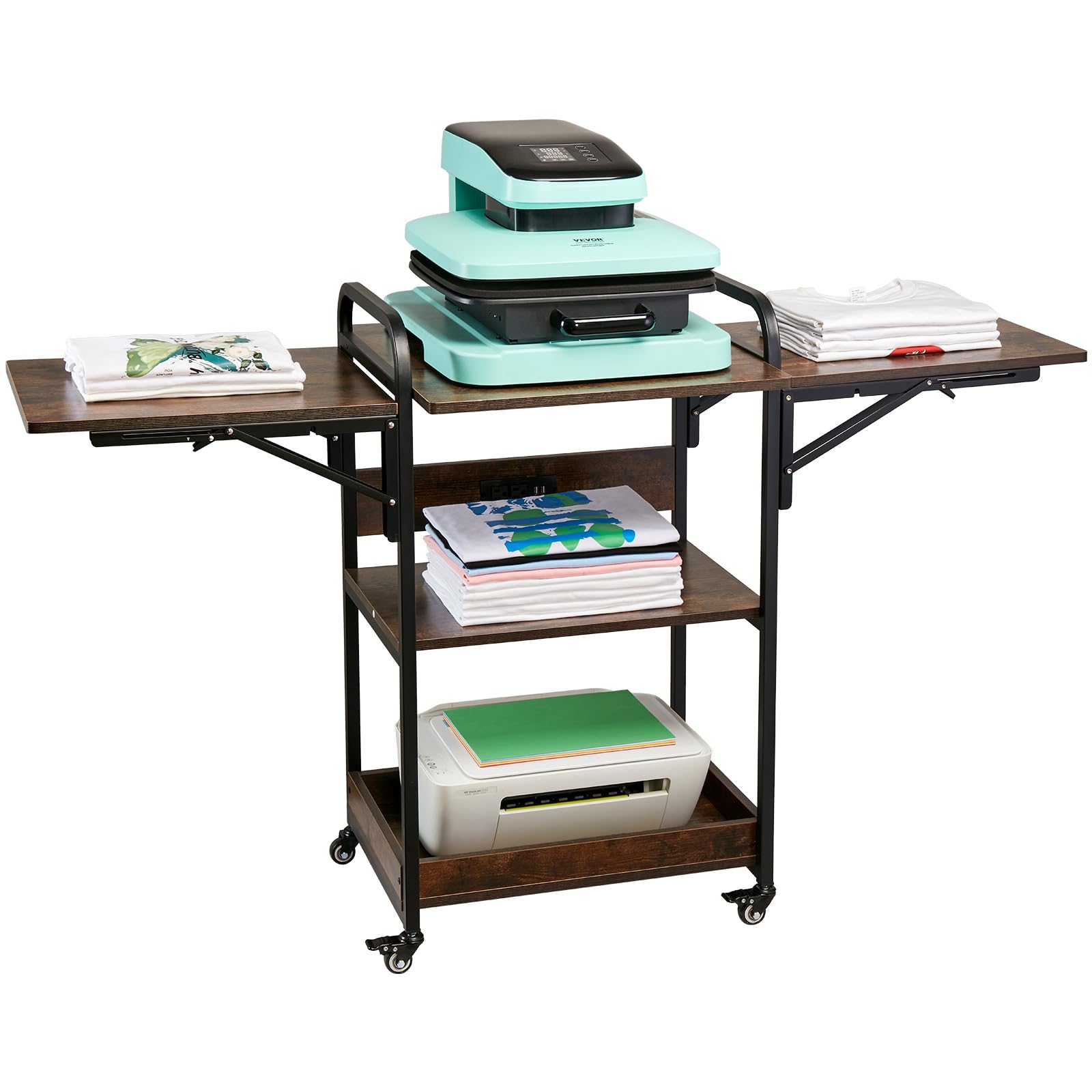 Amazon.com: VEVOR 3 Tier Movable Heat Press Table with Charging Station ...
