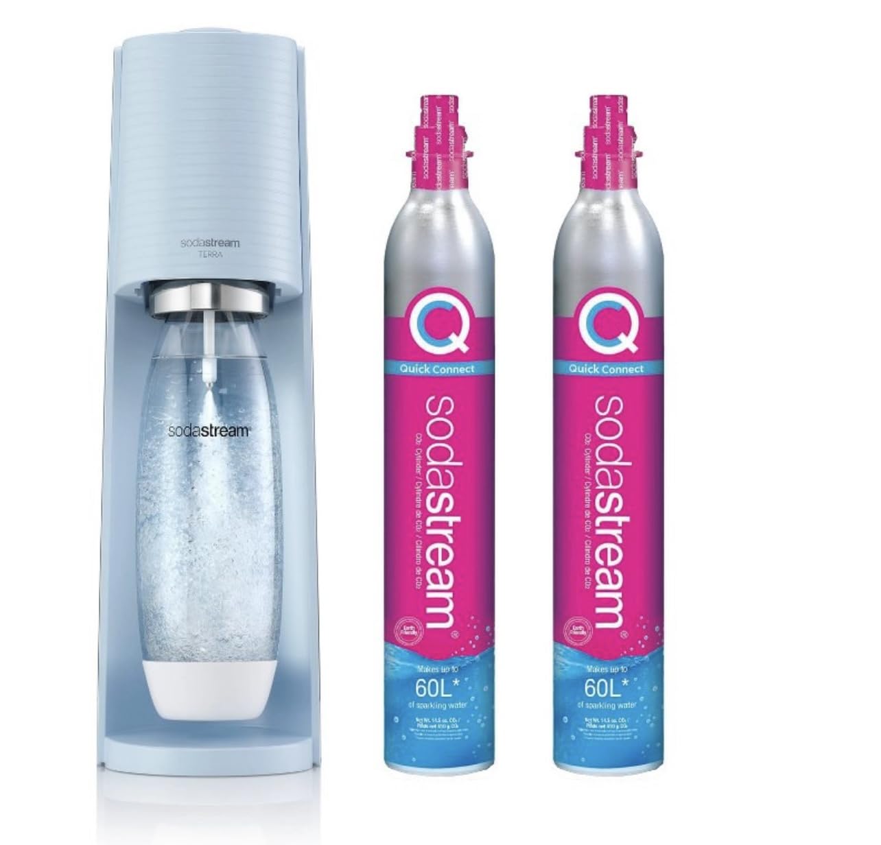 Amazon.com: SodaStream Terra Sparkling Water Maker, Misty Blue, with 2 ...