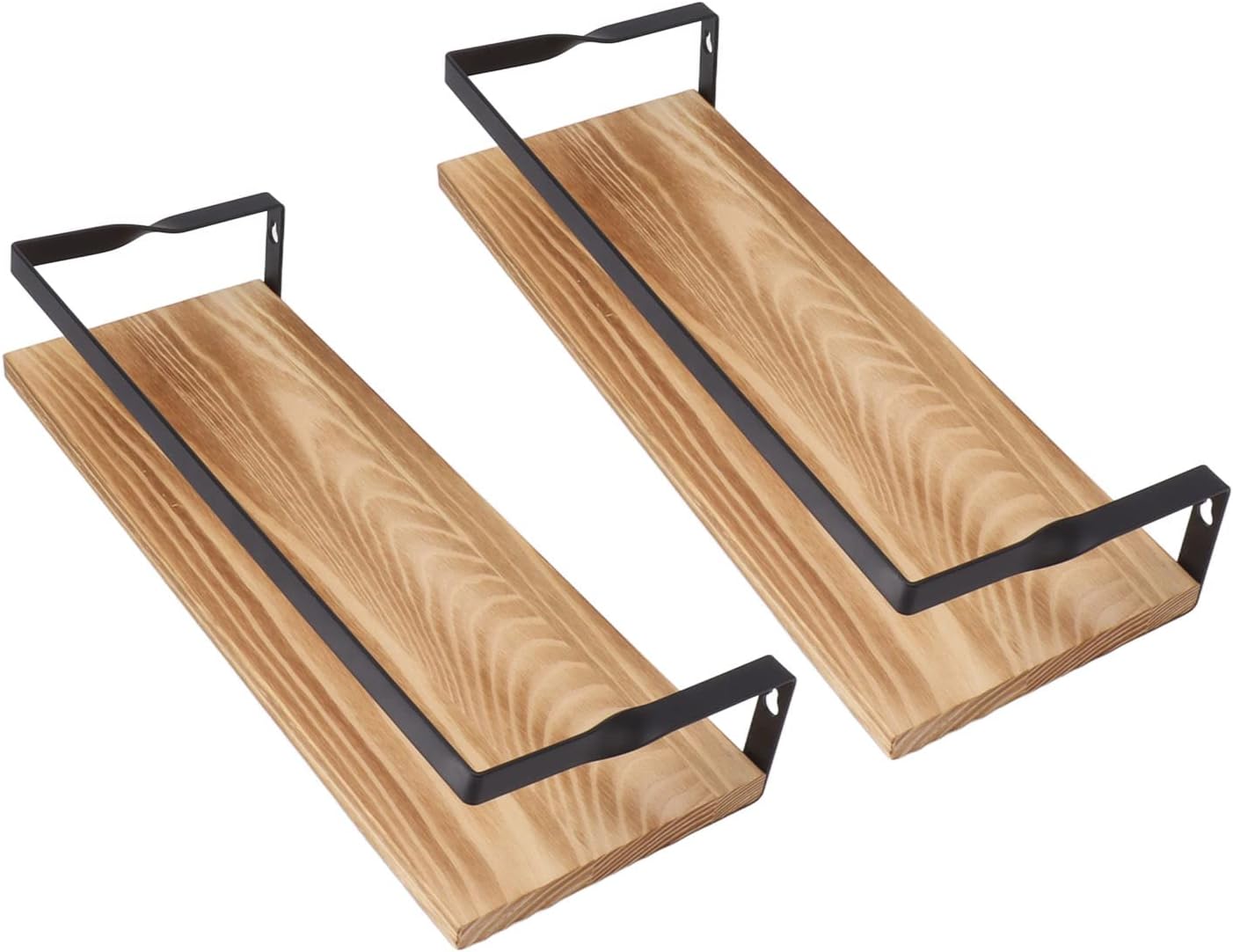 Amazon.com: MAVIS LAVEN Floating Wall Shelves, Iron Railing Pine Wood ...