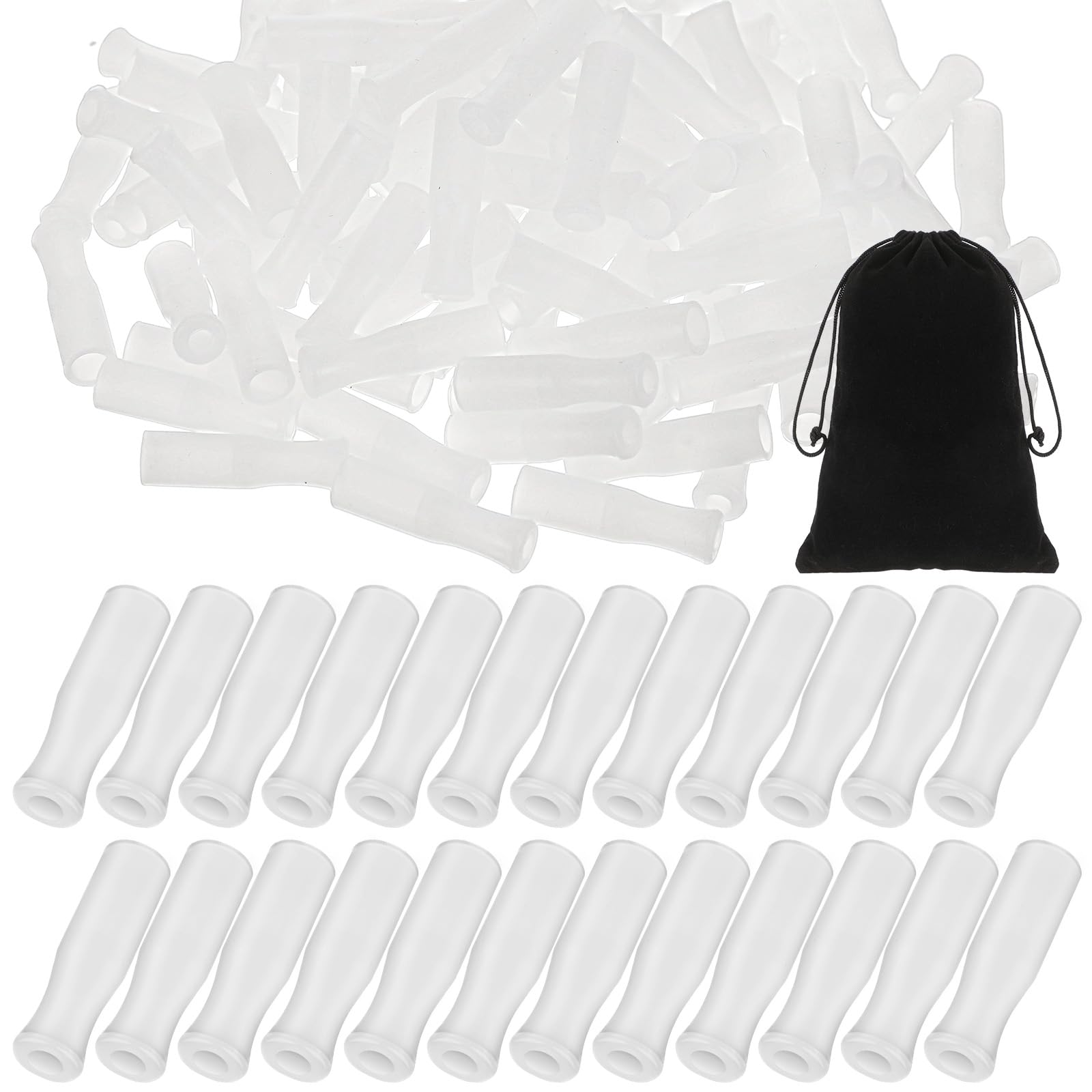 Amazon.com: Domensi 100 Pcs Silicone Straw Tips Transparent Reusable ...