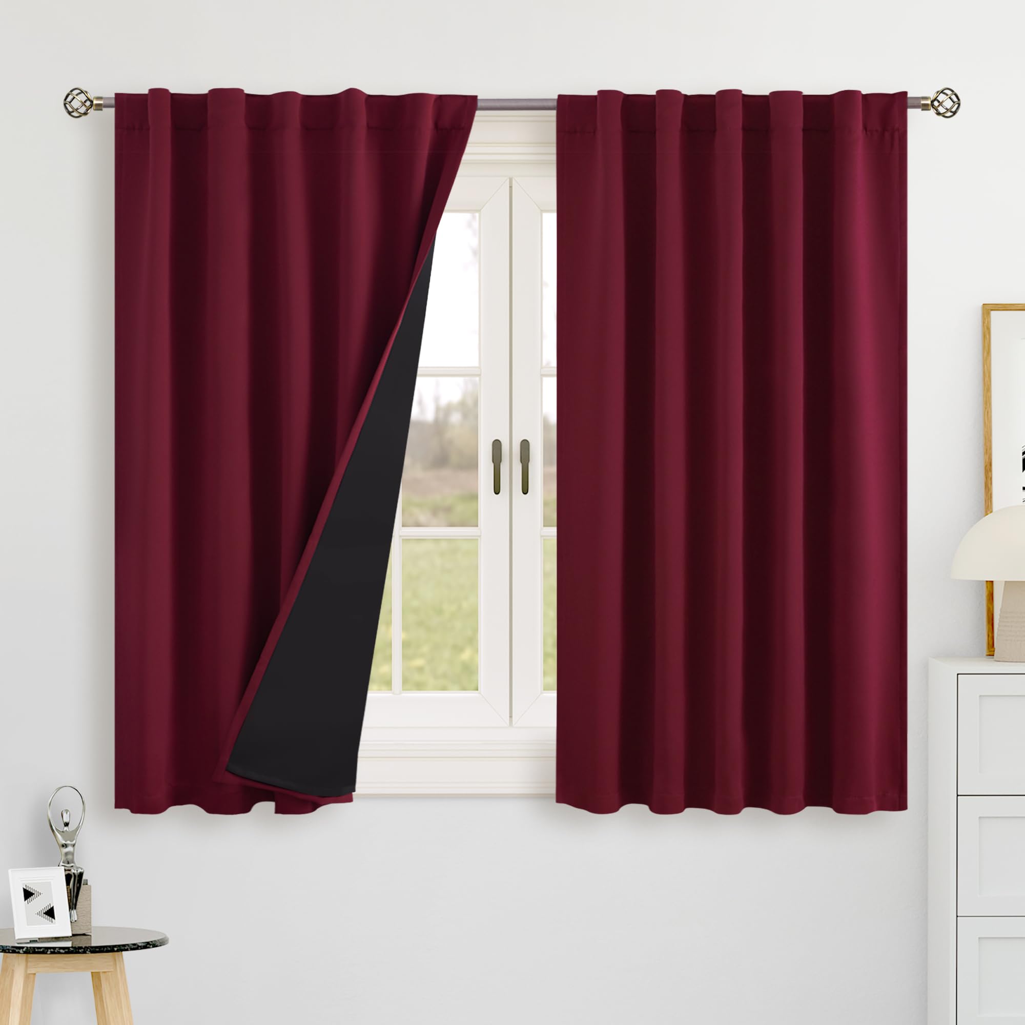 Amazon.com: BGment 100% Blackout Curtains 40 Inch Length for Cafe, Rod ...