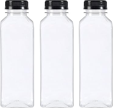 Packware Square Plastic Juice Bottles - Clear Drinking Containers with ...