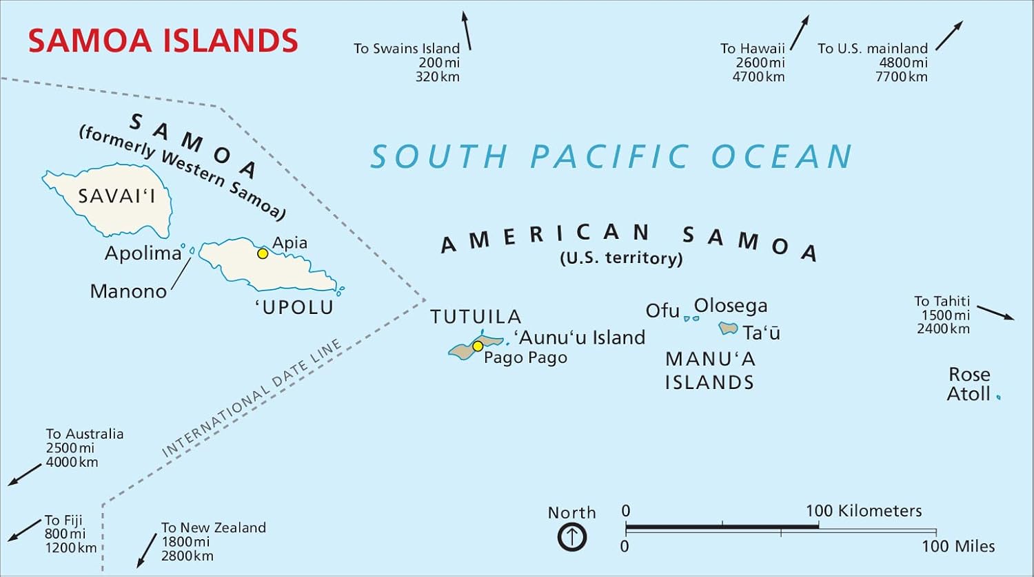 Amazon.com: Home Comforts Samoa Islands Map - National Park of American ...
