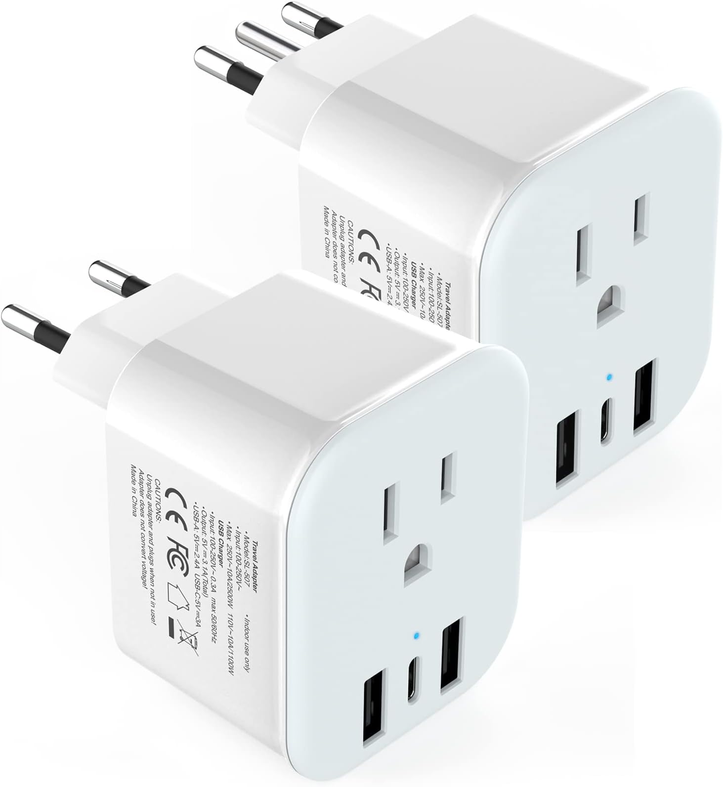 Amazon.com: Ceptics 3 Outlet Travel Adapter Plug Type L for Italy ...