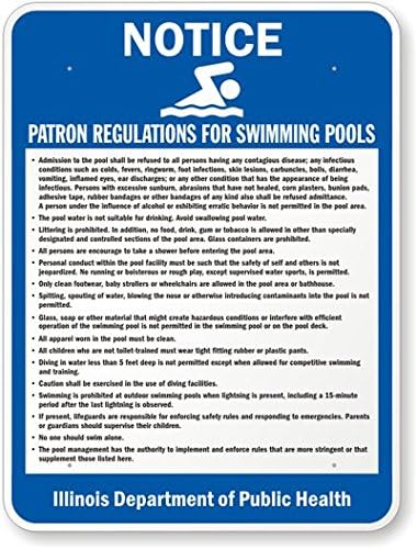 Amazon.com : Illinois Pool Rules Sign, 24" x 18" : Yard Signs : Patio ...
