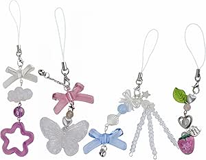 Amazon.com: MINI-FACTORY 4Pcs Phone Charm, Cute Strawberry Butterfly ...
