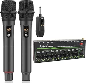 Amazon.com: Aveek 2PC Rechargeable Wireless Microphones & Mini Line ...