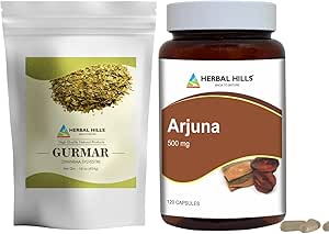 Amazon.com: HERBAL HILLS Gurmar Tea Powder and Arjuna Chal Capsules ...