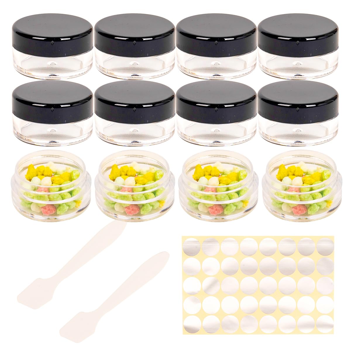 12 Pcs Empty Plastic Cosmetic Jars, 5ml Sample Containers Pots Bottles ...