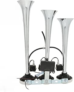 Amazon.com: Chrome Trumpet, 0.5Mpa-0.8Mpa DC12V/24V 6 Melodies Three Air Horn 145dB for Trucks ...