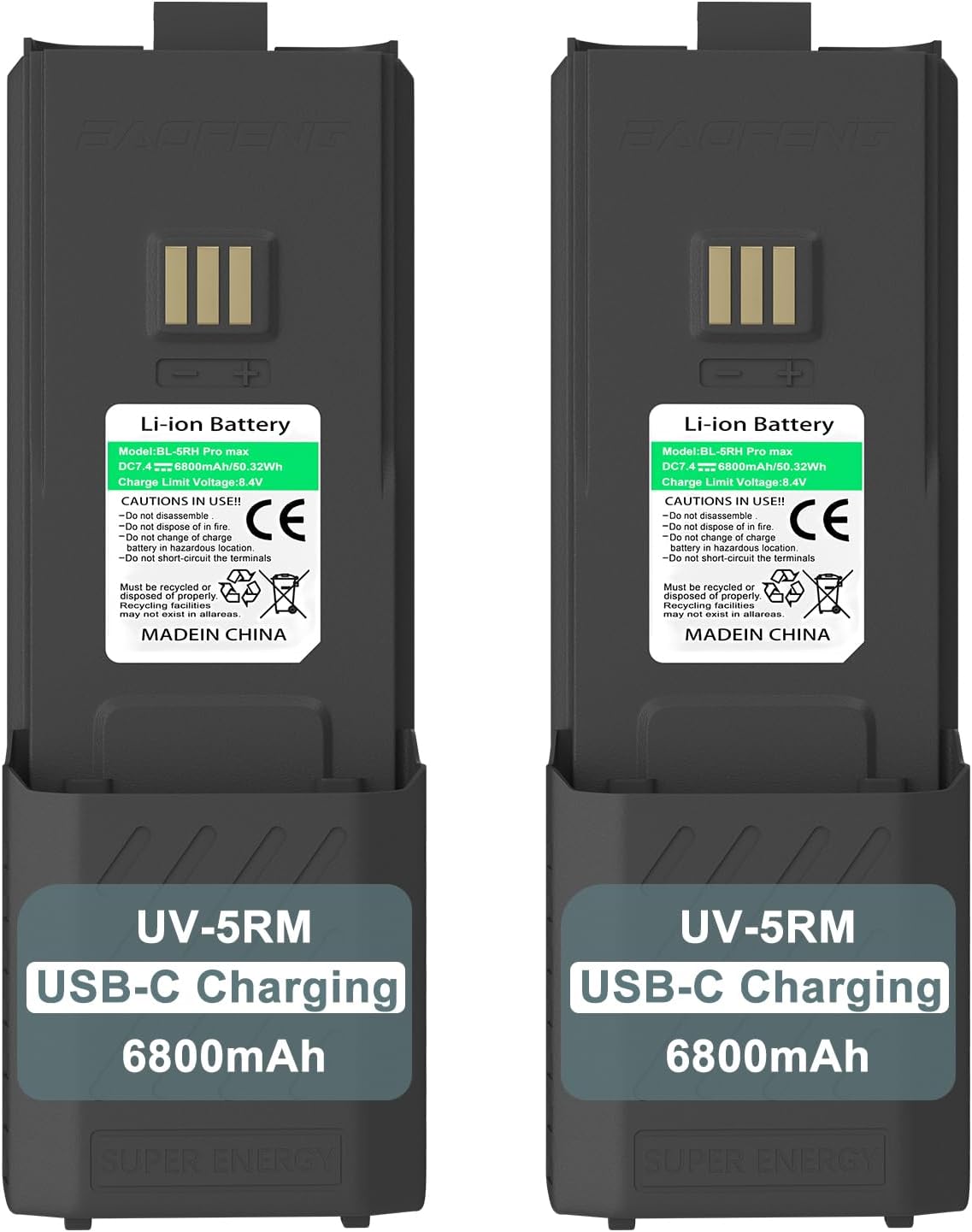 Amazon.com: BAOFENG UV-5RM Plus 6800mAh Battery Two Way Radio USB-C ...