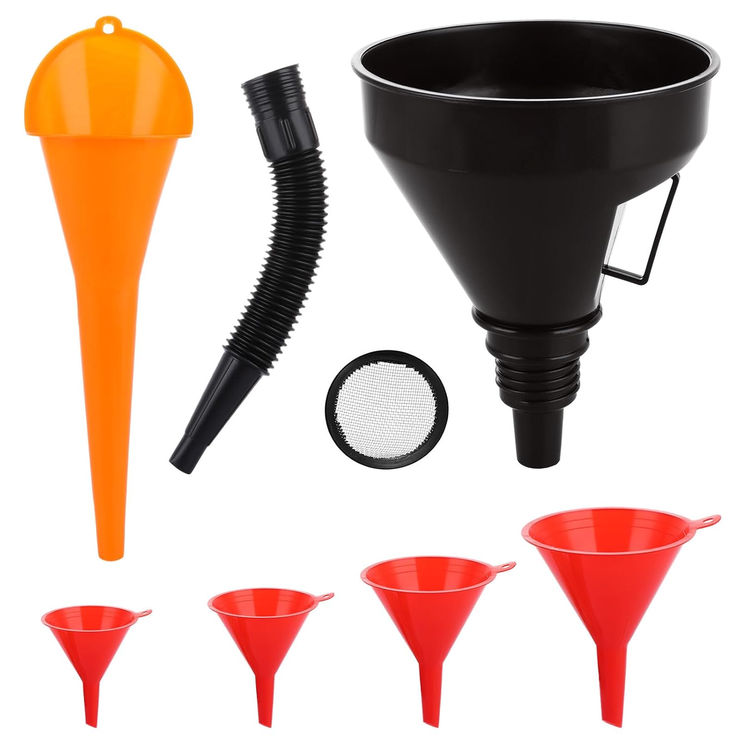 ASelected 6 Pcs Right Angle Flexible Plastic Funnel Set,Universal ...
