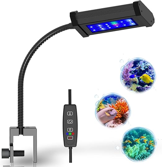 Lominie Mini Aquarium Light, 10W Nano Fish Tank Clip on Light, Full ...