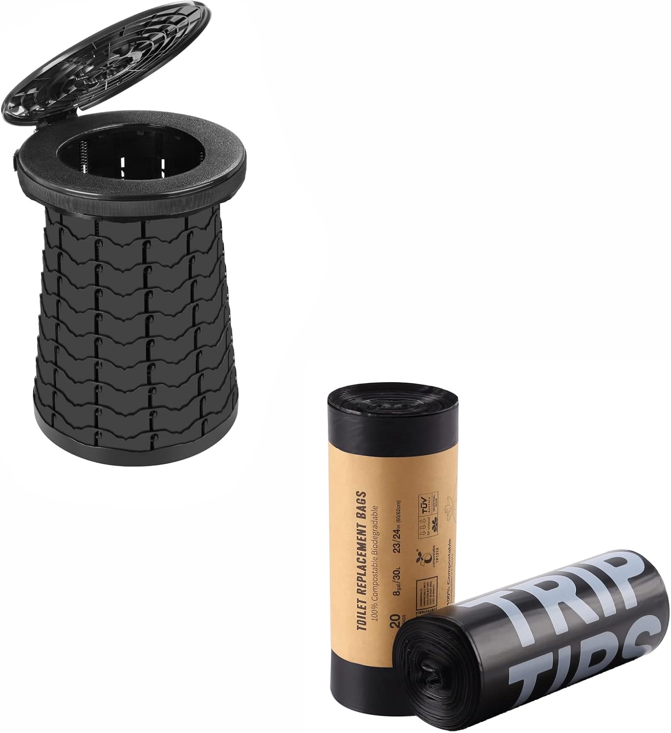 Amazon.com : TRIPTIPS Portable Toilet and Biodegradable Toilet Bags 40 Counts : Sports & Outdoors