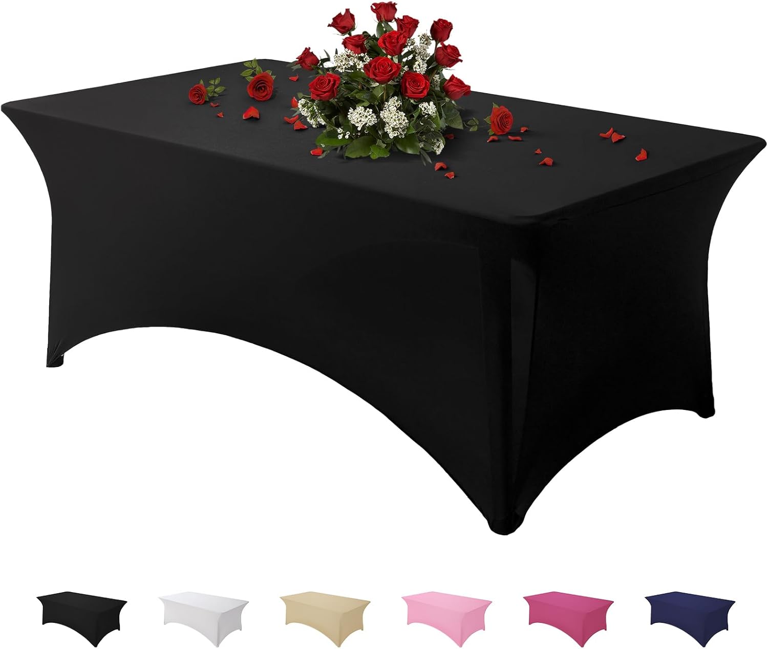 Amazon.com: Famstar Table Cloth Black 4FT Spandex Tablecloth for ...