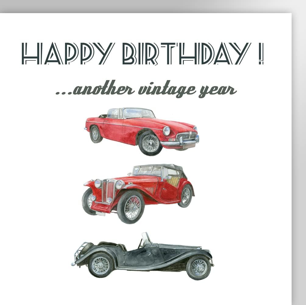 Vintage Classic Car Birthday card : Amazon.co.uk: Stationery & Office ...