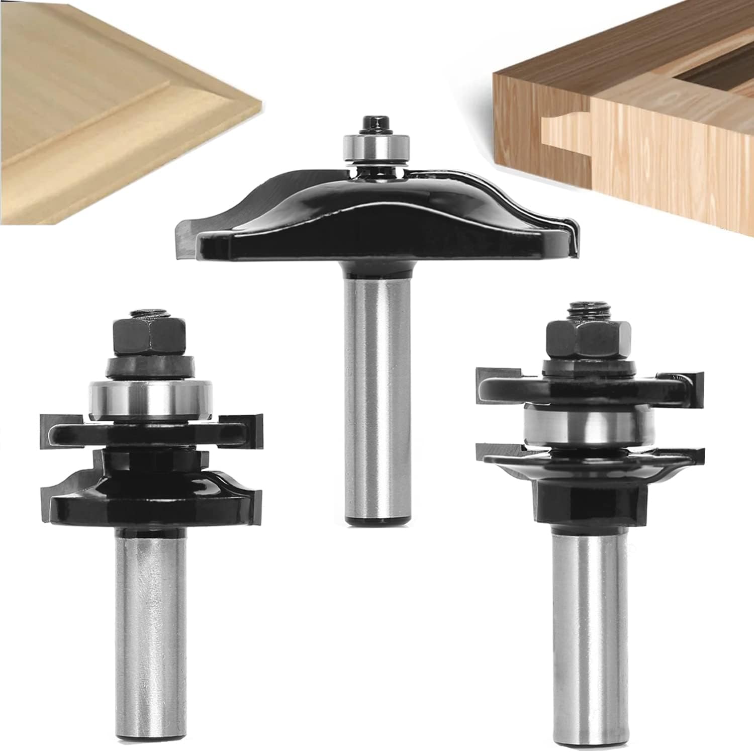 Yonico 12335 3 Bit Raised Panel Cabinet Door Router Bit Set, Ogee Rail ...