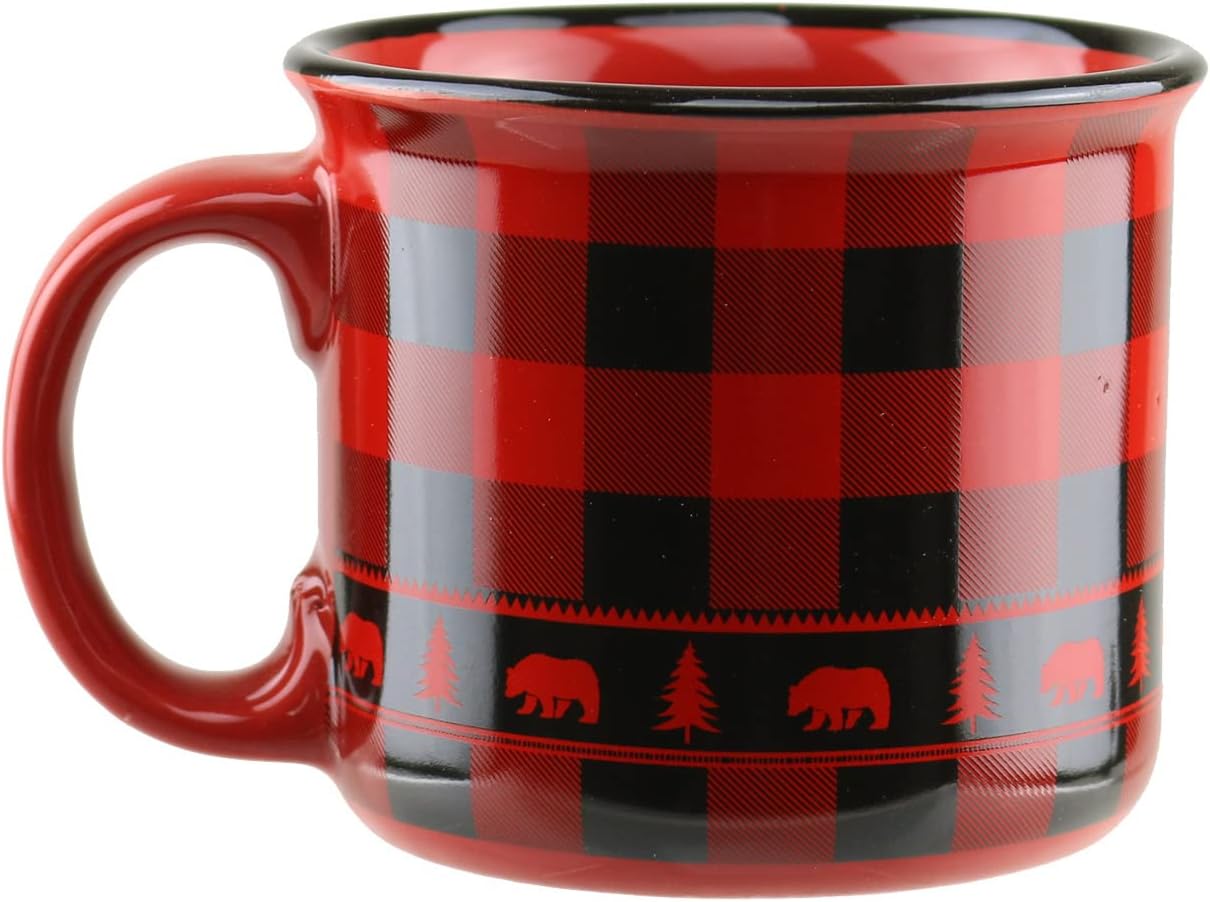 Amazon.com: Wilcor Buffalo Plaid Ceramic Campfire Coffee Mug : Home ...