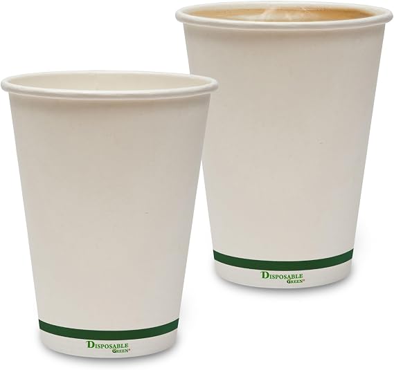 DISPOSABLE GREEN® | 10, 12, 16 oz Coffee Cups | Unique Aqueous Lined ...