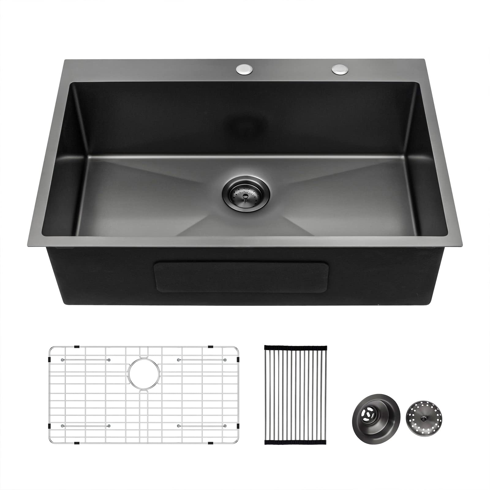 Lordear Black Drop In Sink 28x22 inch Single Bowl Stainless Steel ...