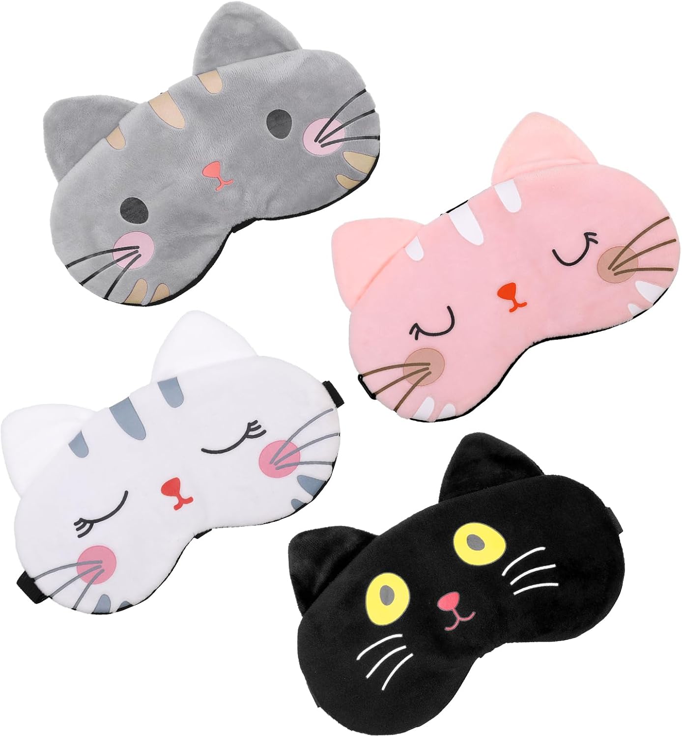KLEBREIS 4 Pcs Cute Eyemask for Sleeping,Kids Cartoon Cat Sleepingmask ...