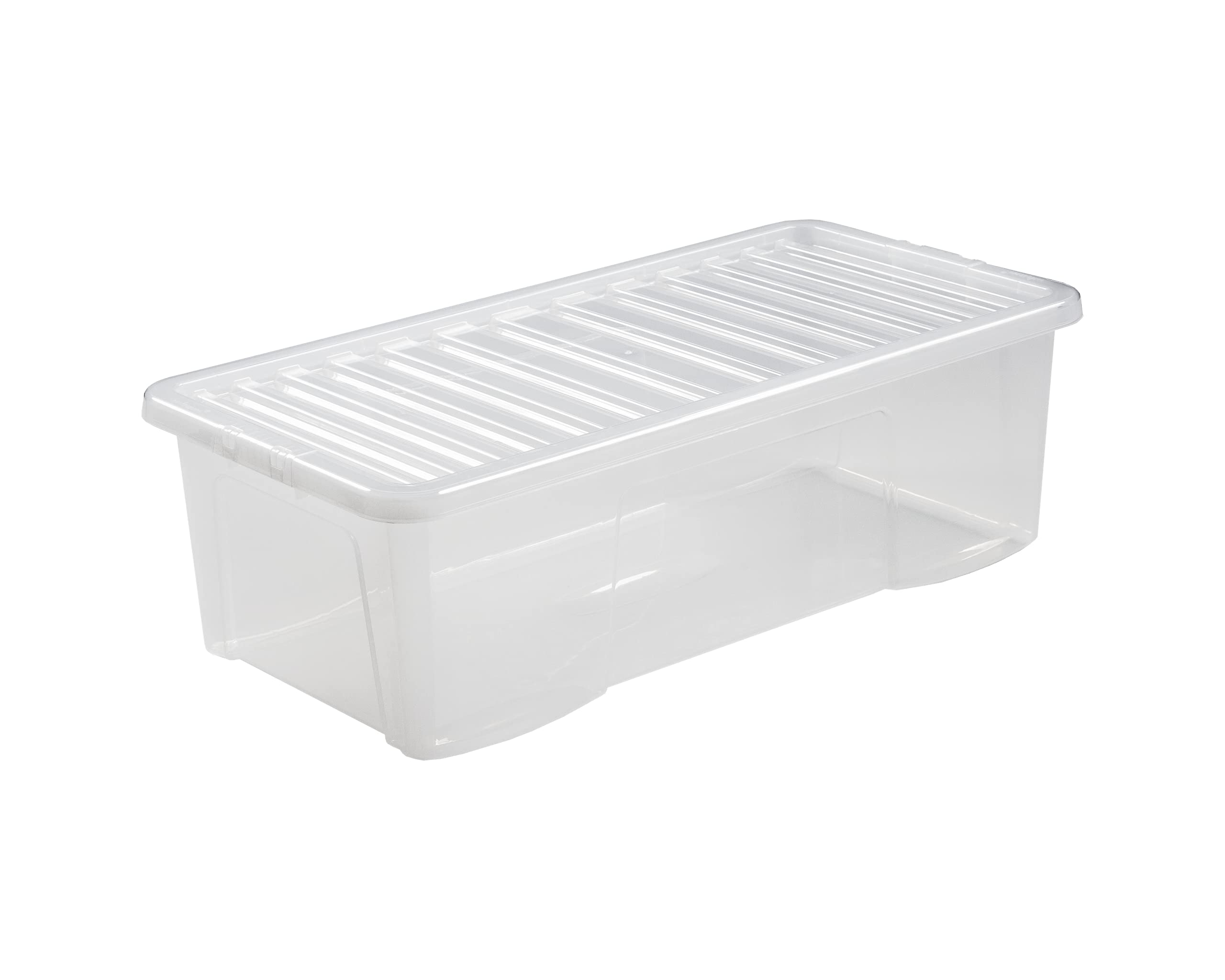 110L Litre Clear Crystal Plastic Storage Box With Lid Home Office ...