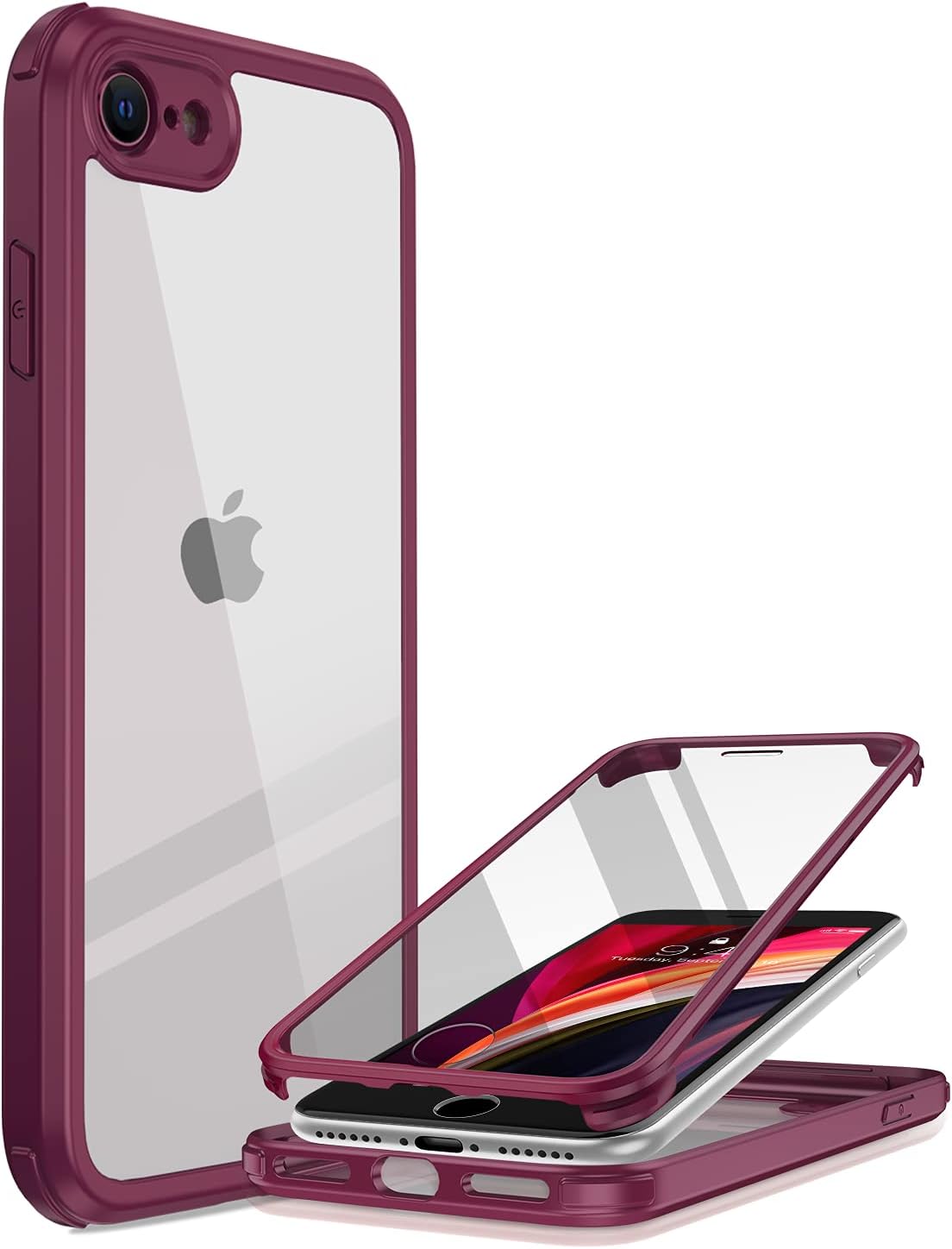 Phoneaura iPhone 8 360 Grad Handyhülle für iPhone SE aus Glas Fullcover ...